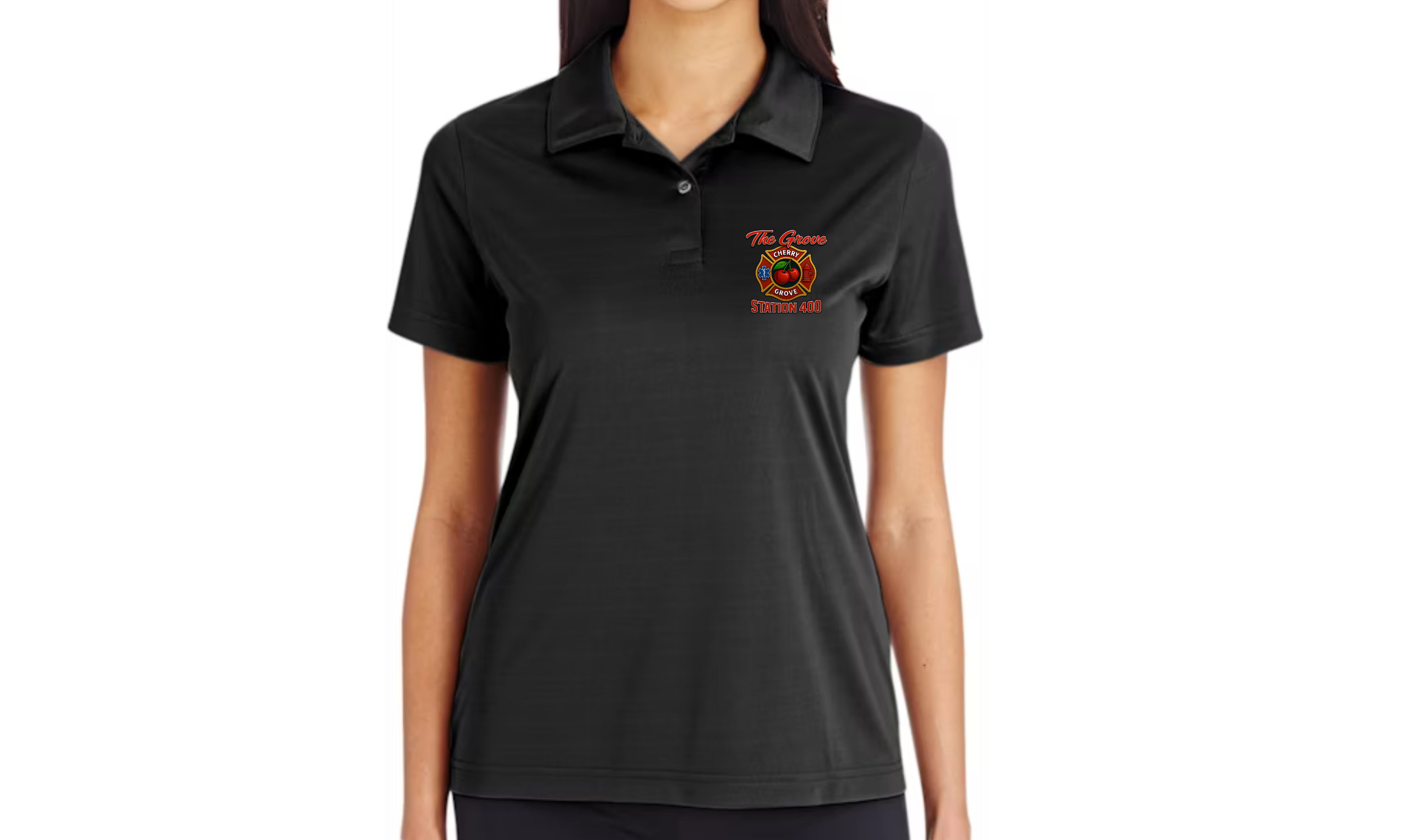 Cherry Grove Fire Department Women's Dri-Fit Performance Polo - BLACK ...